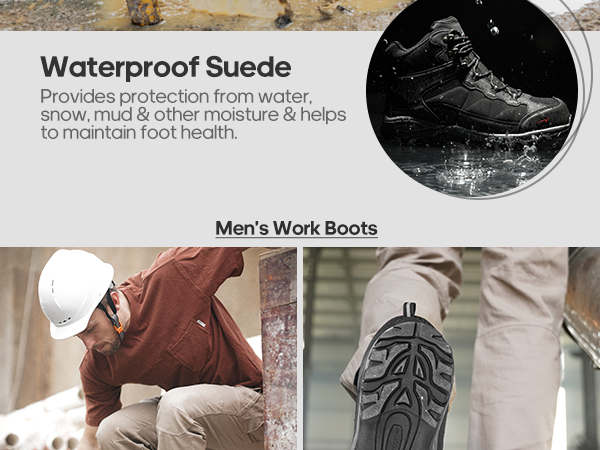 BROWN Men's Non-Slip Steel-Toe Work Boots-nortiv8